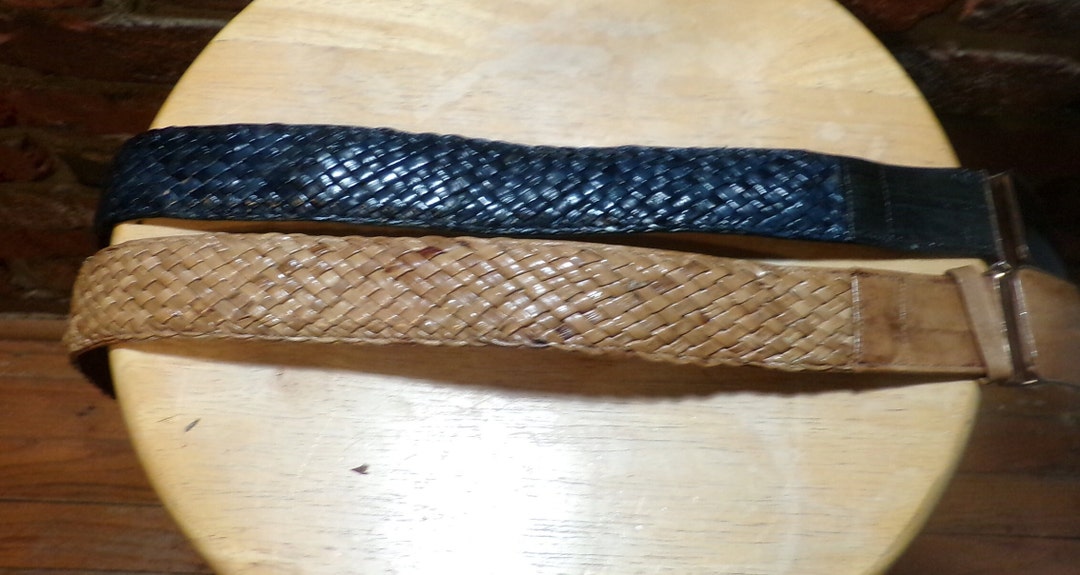 Vintage Genuine Eel Skin Woven Leather Belt, Vintage Eel Skin Belt With ...
