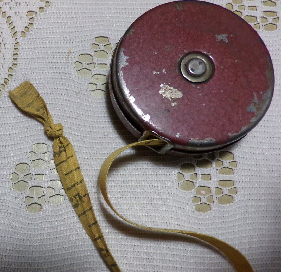 Vintage Lufkin 25 Ft. Reel Cloth Tape Measure Metal Case Made in USA ...