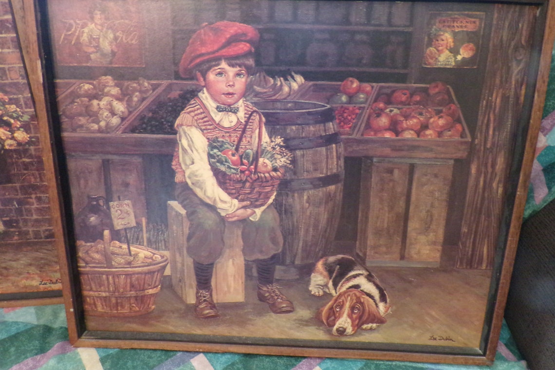 Vintage Lee Dubin Liza Flower Girl and Billy Art Wall Hanging | Etsy