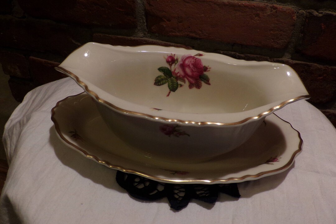 Vintage Syracuse China Victoria Rose Federal Shape Gravy Sauce Boat ...