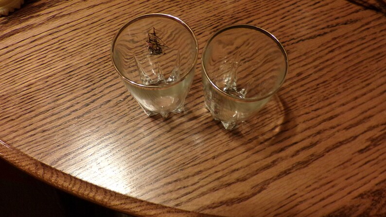 Vintage Gold Rimmed Shot Glass, Pirate Ship Nautical Decor - Etsy