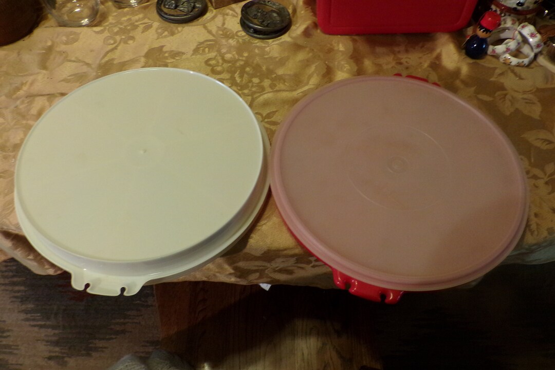 Tupperware Red Lazy Susan Party Tray With Lid, Tupperware 405, Divided ...