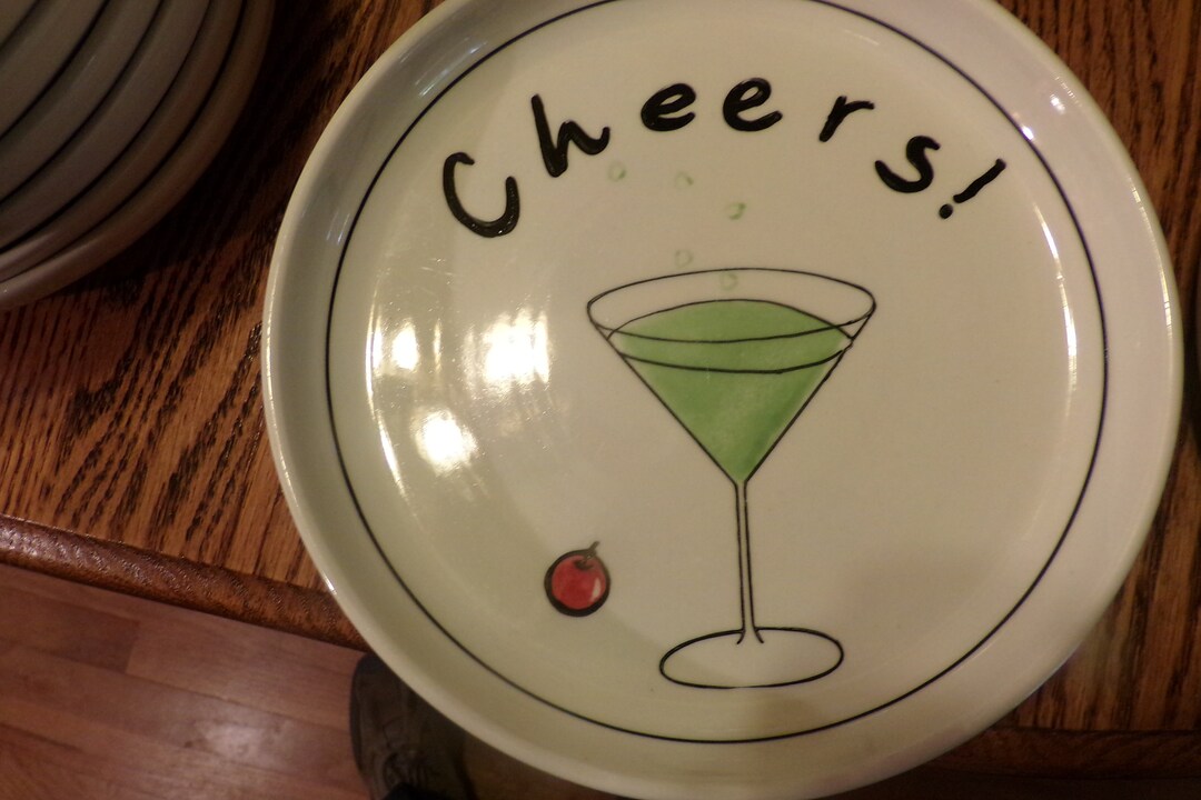 Cheers Martini Appetizer Plate, FSG Replacement Plate, Cocktail Themed ...