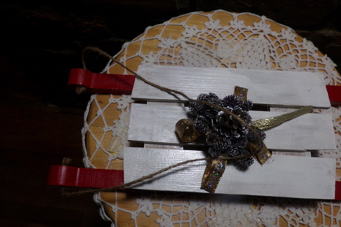 Decorative Christmas Sled, Sled Wall Hanging, 14” Decorated Wooden Sled ...