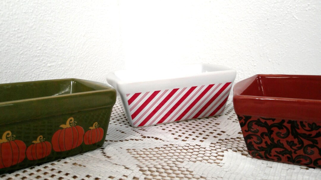 Stoneware Mini Loaf Pan’s, 3 Seasonal Mini Loaf Pans, Morethebuckles ...