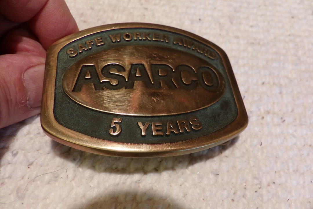 Vintage ASARCO 1981 Safe Worker Award 5 Years, 1981 ASARCO Brass Buckle ...