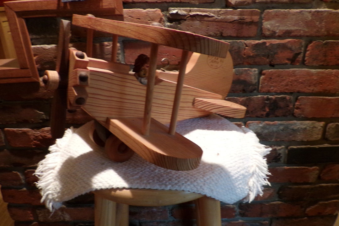 Vintage Wood Biplane, Wood Plane, Airplane Made of All Wood, Bi-wing ...
