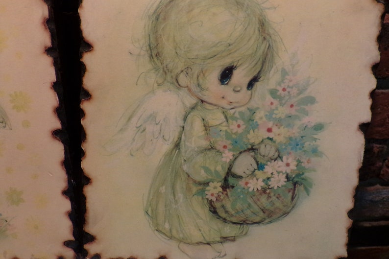 Vintage Big Eyes Angel Wall Décor Vintage Decoupage on Wood - Etsy