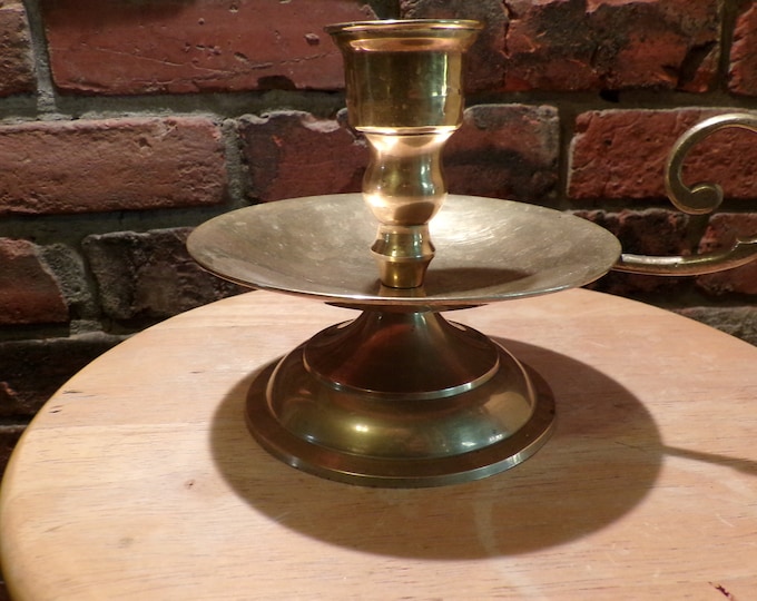 Vintage Large Brass Chamber Candle Holder, Rare Candlestick Holder ...