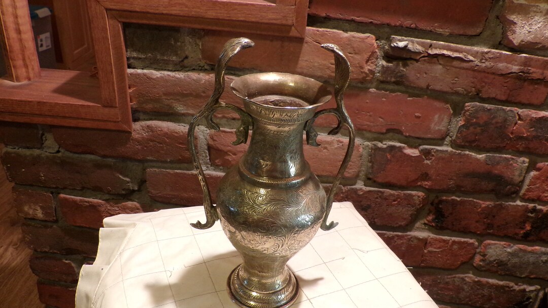 Antique Brass Cobra Handled Vase, Antique Indian Solid Brass Vase Cobra ...