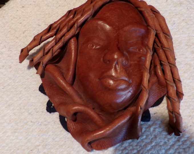 Leather Face Art, Leather Art Wall Décor, Leather Mask - Wall Hanging ...