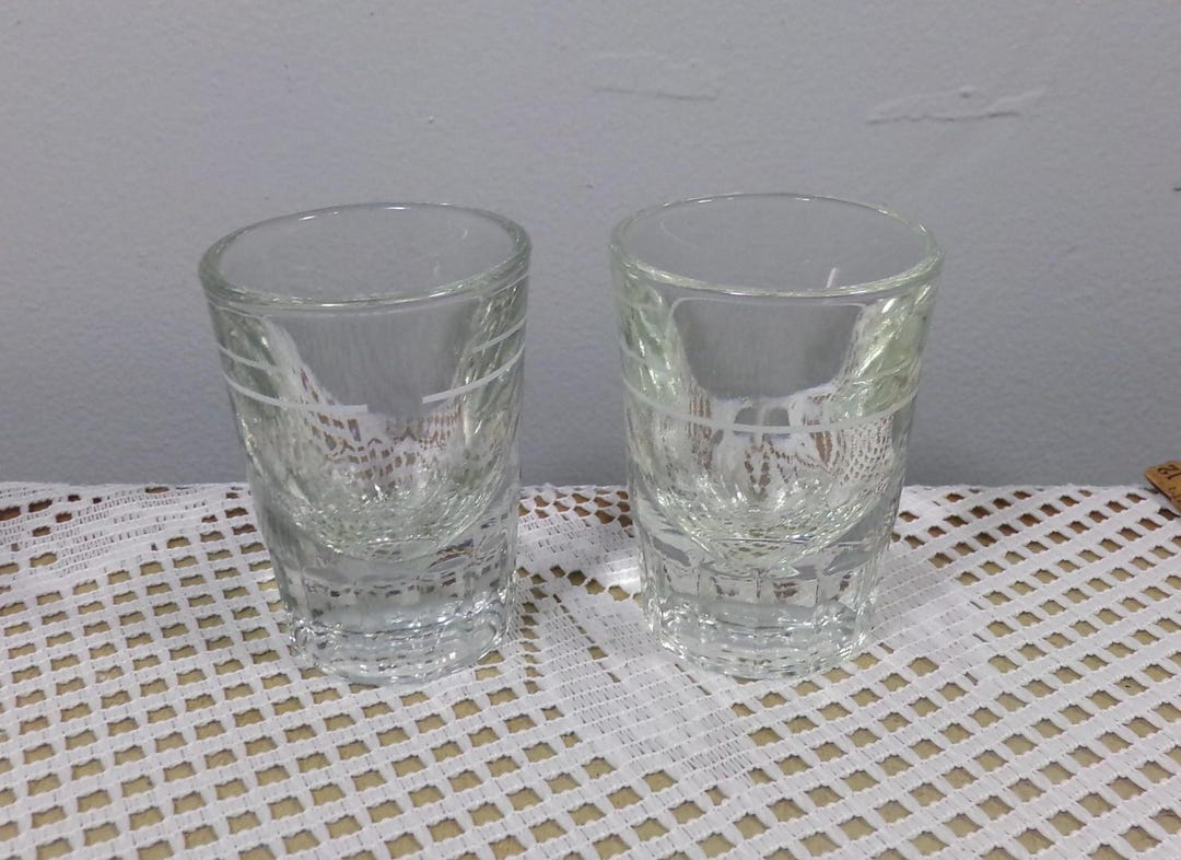 Vintage Heavy Bottom Shot Glass Set With Pour Line, Shot Glass Set, 2 ...