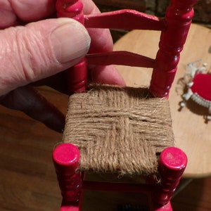 Vintage Curled Tin Can Rocking Chair Dollhouse, Folk Art Pin Cushion ...