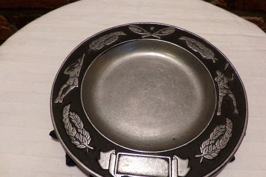 Vintage Carson 1998 Pewter Tennis 6" Pewter Plate Trinket Bowl Change ...