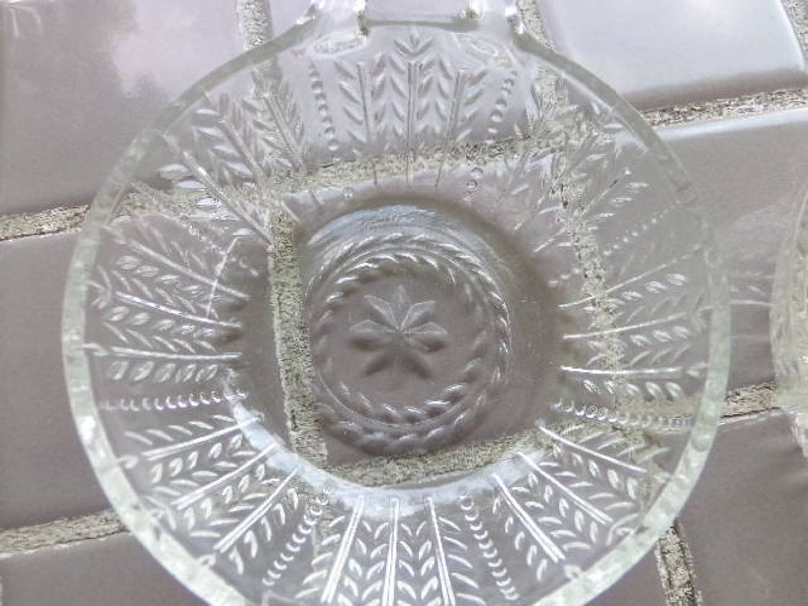 Vintage 1930s Etched Glass Bowls, Wheat Pattern, Two Handled (set of 2 ...