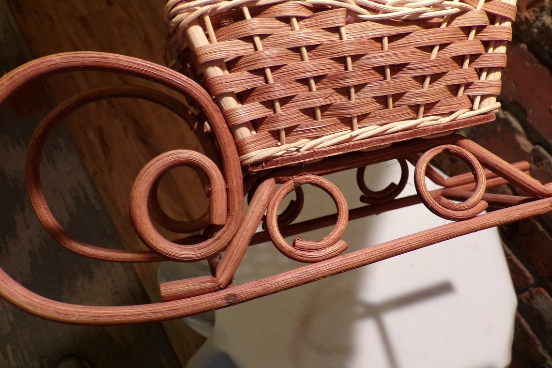 Vintage Wicker Christmas Sleigh Basket Ornate Sleigh 1970s | Etsy