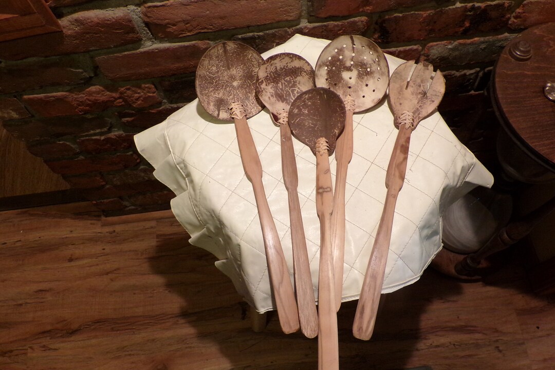 Coconut Kitchen Utensils, 5 Coconut Kitchen Utensils, Wood Serving ...
