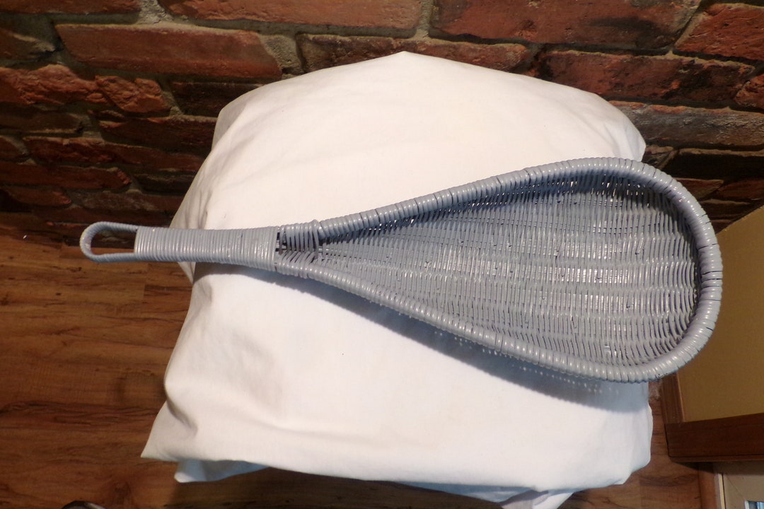 Vintage Wicker Ladle Wall Basket, Blue Ladle Wall Basket, Blue Spoon ...