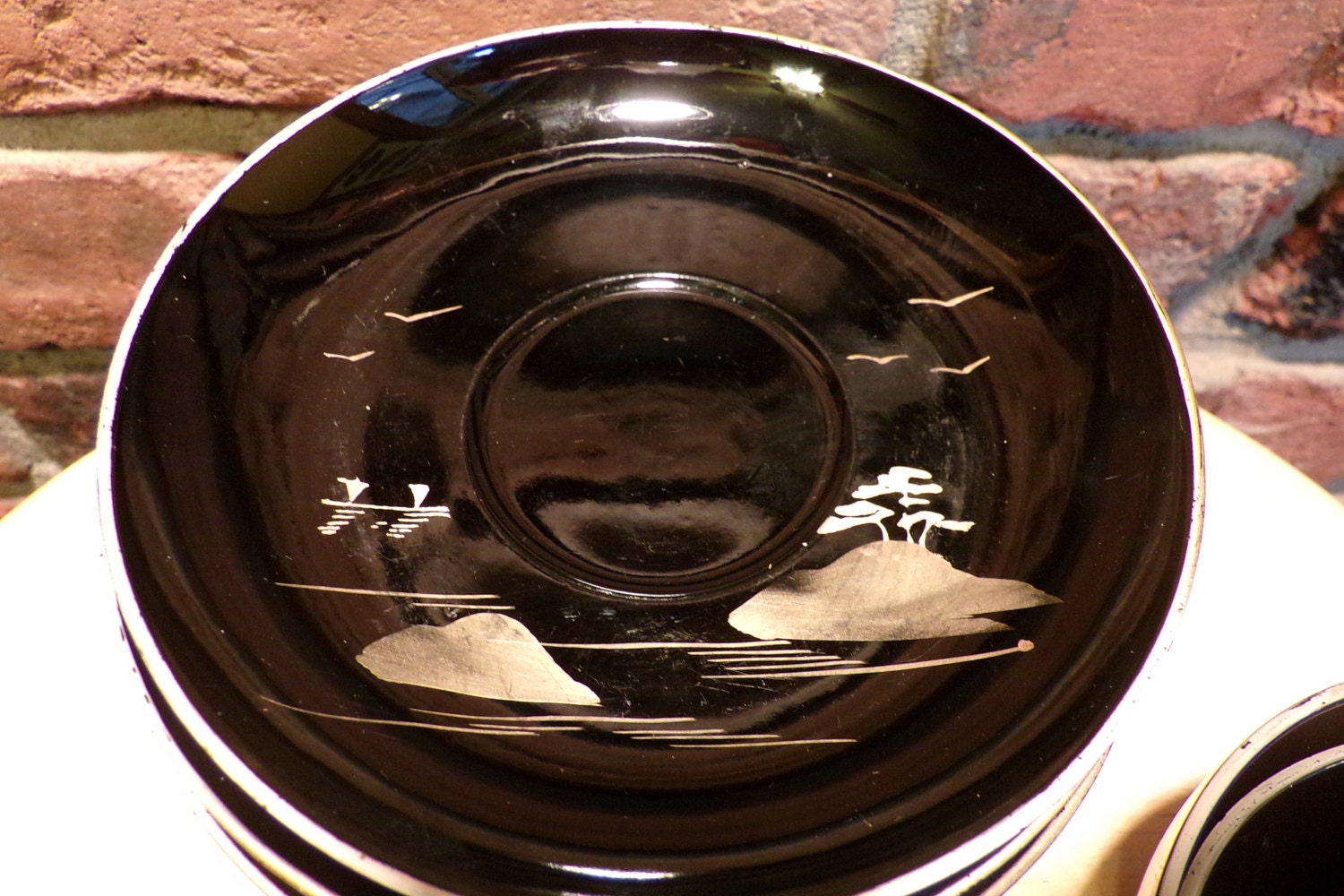 Vintage Japanese Black & Gold Lacquer Tea Set for 6 Cups - Etsy