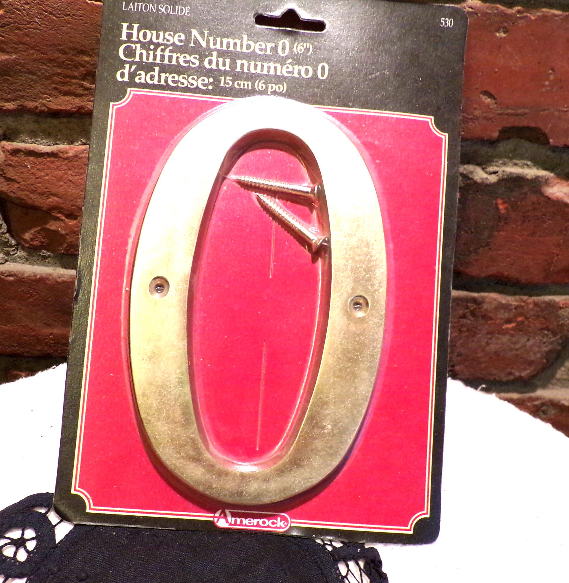 Amerock Solid Brass House Number 0, Amerock Brass 0 House Number, Brass ...