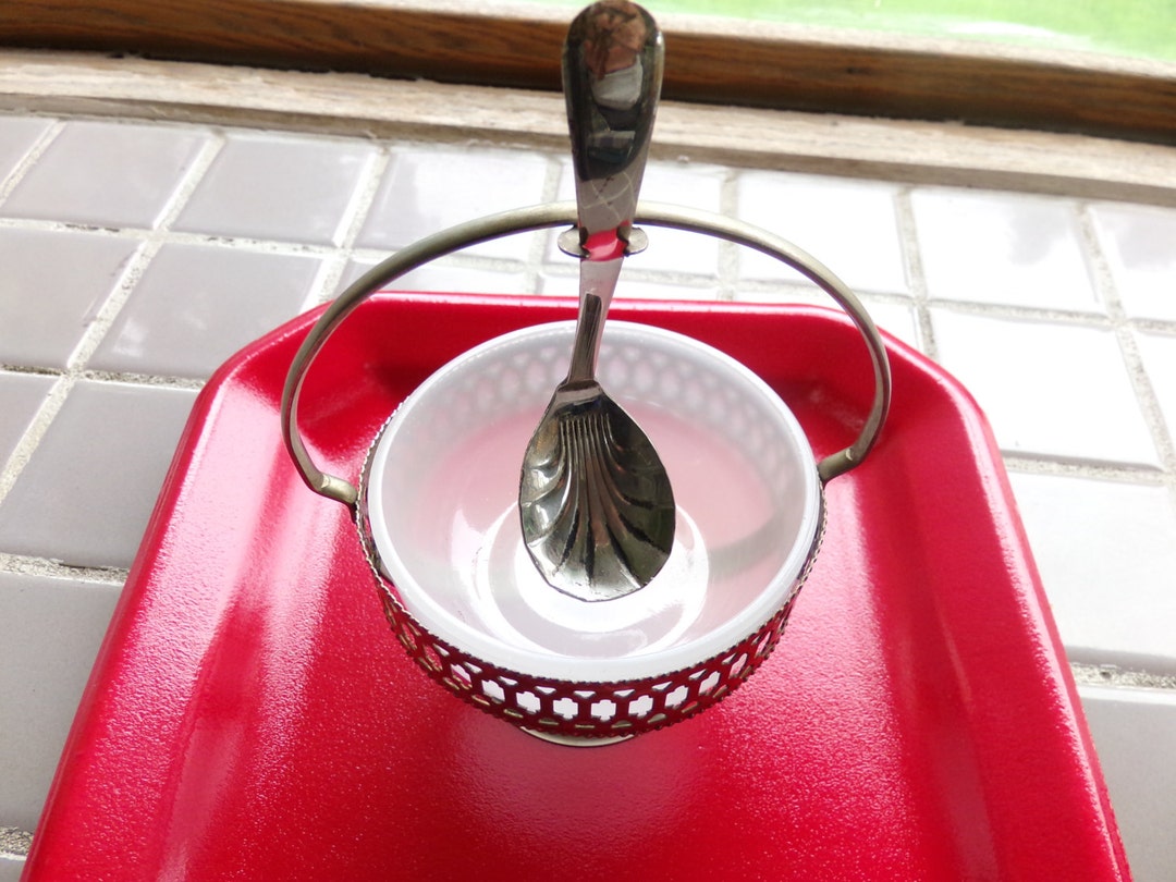 Jam Dish With Spoon, Vintage Jam Dish, Silver Plate Condiment Dish ...