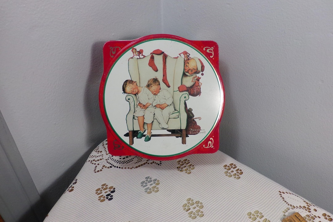 Snickers Norman Rockwell Christmas Tin, 1995 Limited Edition Red Lidded ...