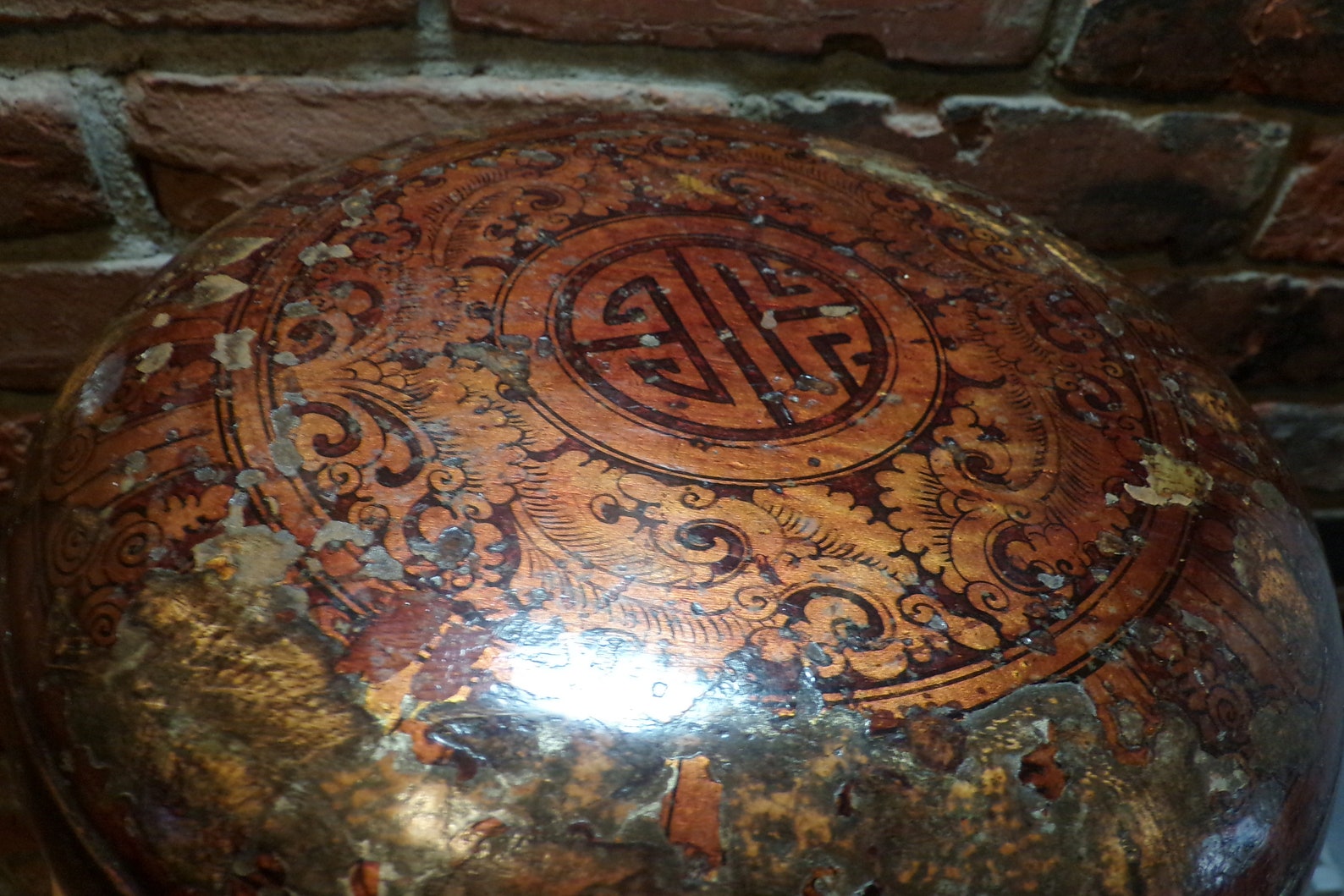 Antique Chinese Red Lacquer Wooden Wedding Box, Large Solid Wood Round ...