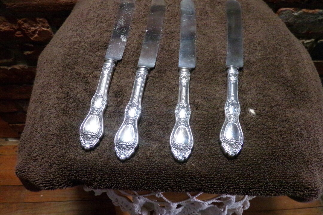 Antique Sharon 1847 Rogers Bros Silverplate Dinner Blunt Blade Knives ...
