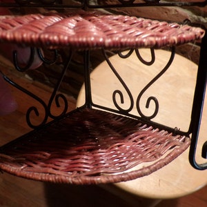 Wicker 3 Tier Shelf, Small Wicker Table Shelf, Wicker Metal 3 Tier ...