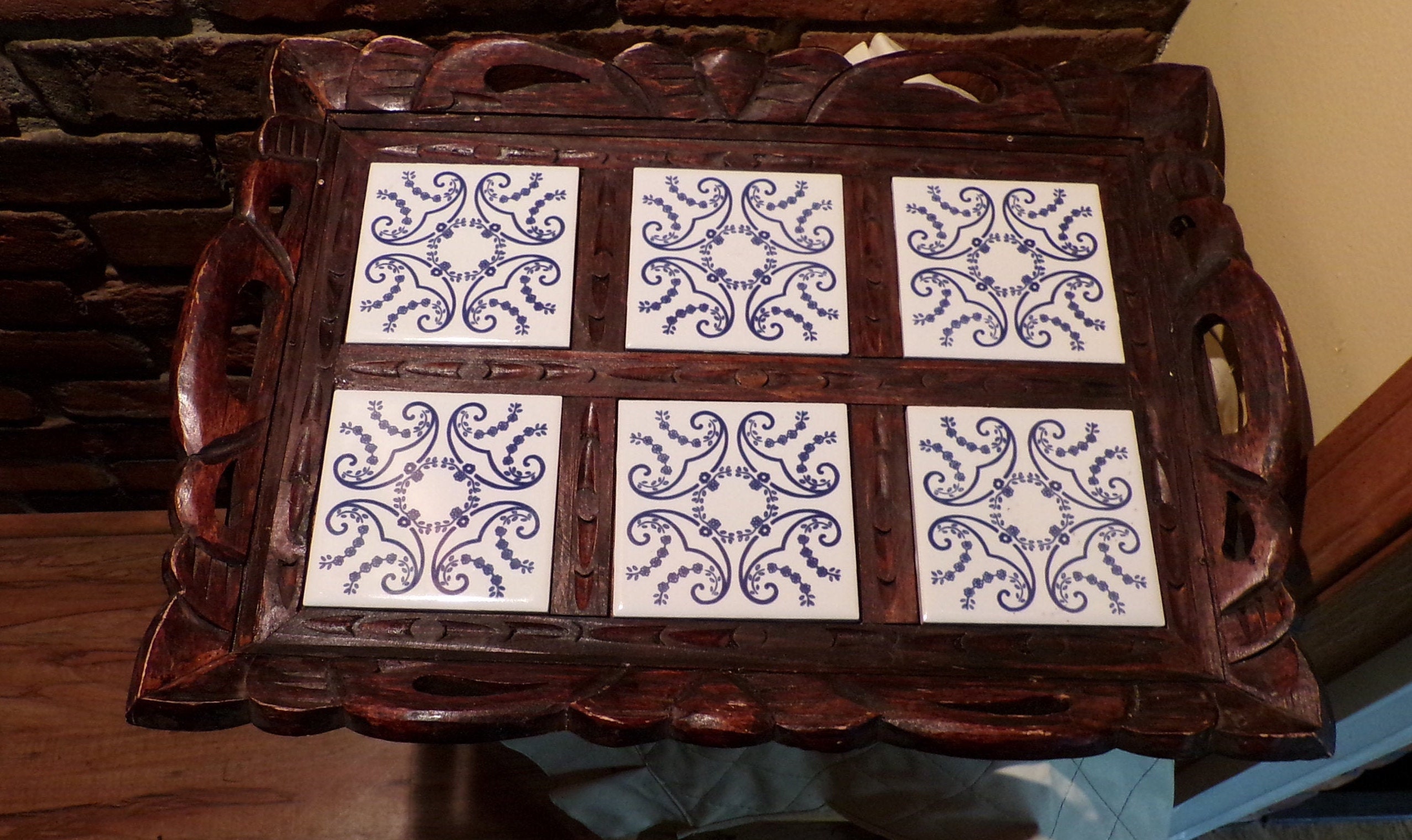 Decorative Trays Home Décor Vintage Hand Carved Wooden Serving Tray ...
