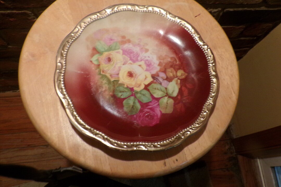 Antique Triple Crown Germany Porcelain Signed Hand Painted Rose’s Plate ...