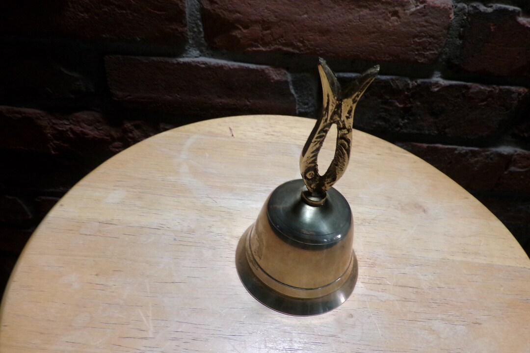 Vintage Lobeco Bell With Fish Handle, Handcrafted Brass Bell, 1970s ...