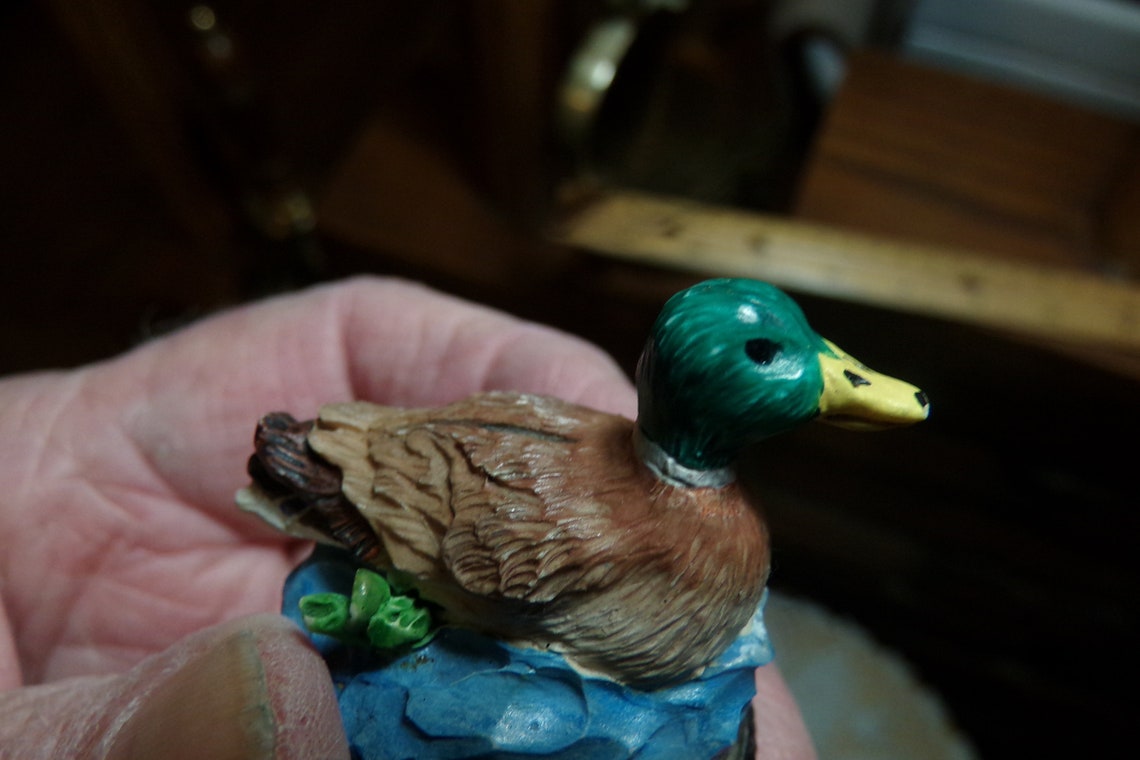 Vintage Pewter Resin Mallard Duck Bottle Stopper on Chain - Etsy