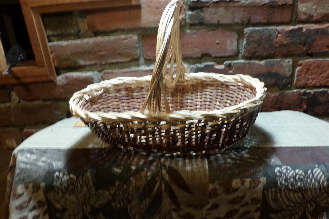 Vintage Oval Handled Basket, 1960’s Oval and Paint Woven Basket, Rare ...