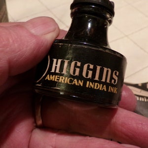 Antique Higgins American India Ink Bottle & Box, Higgins India Ink ...