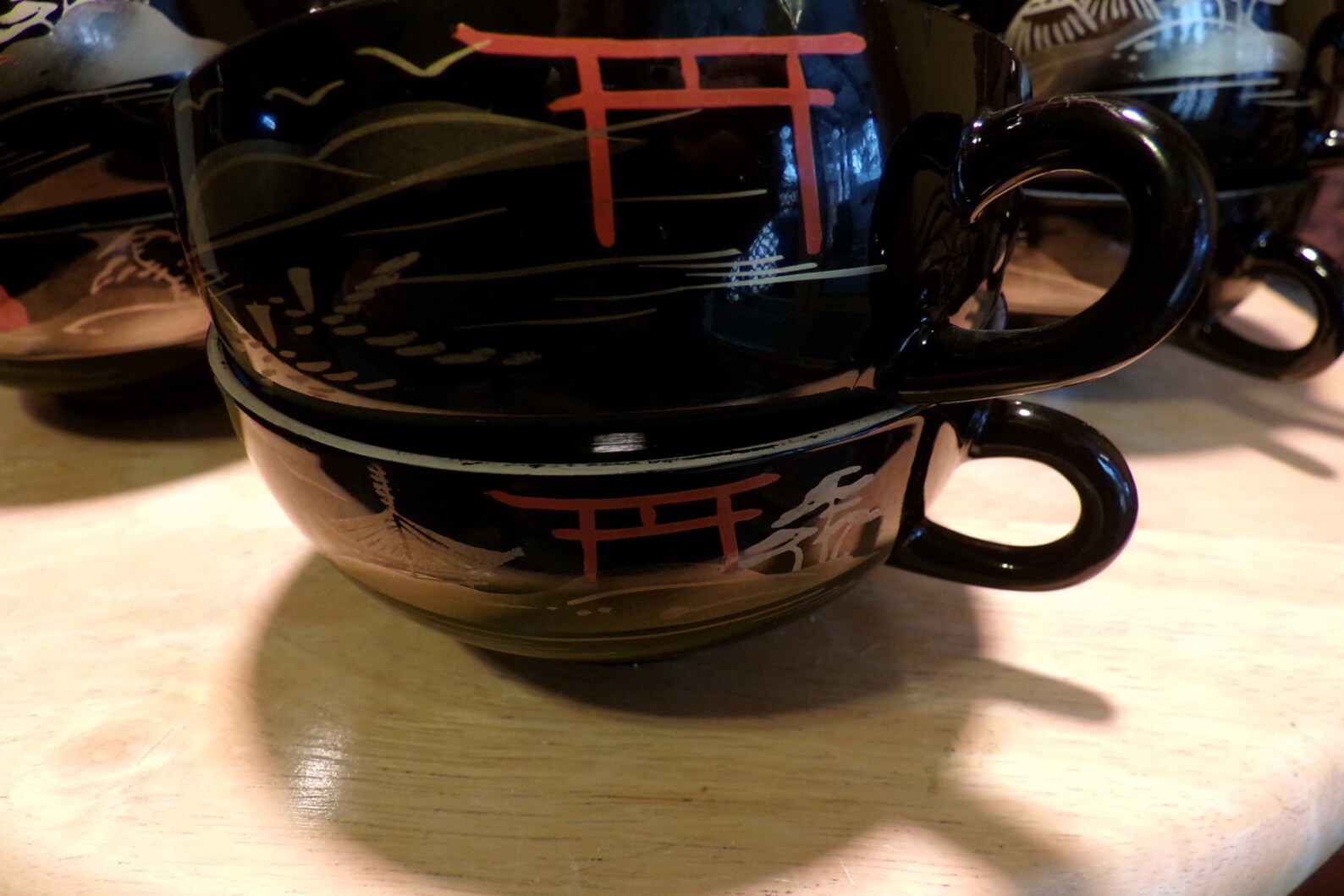 Vintage Japanese Black & Gold Lacquer Tea Set for 6 Cups - Etsy