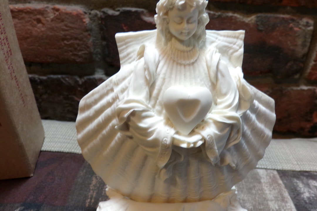 Angelina by Norman Bisque Seashell Angel Noel Heart, RARE 1998 Angel in ...