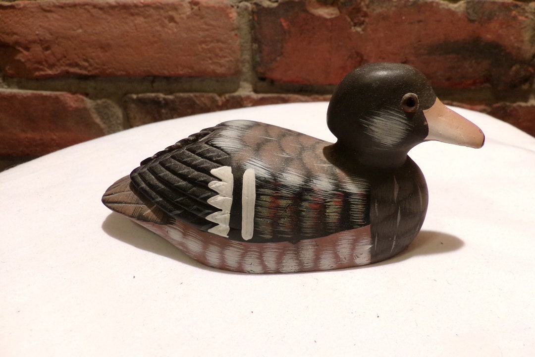 Vintage Hand Painted Carved Stone Duck/mallard Paper Weight, Figurine ...