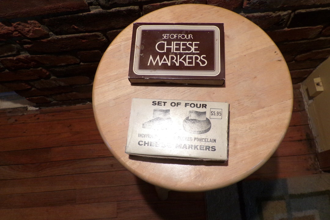 Vintage Cheese Markers, 4 NOS Porcelain Cheese/food Markers Reusable ...