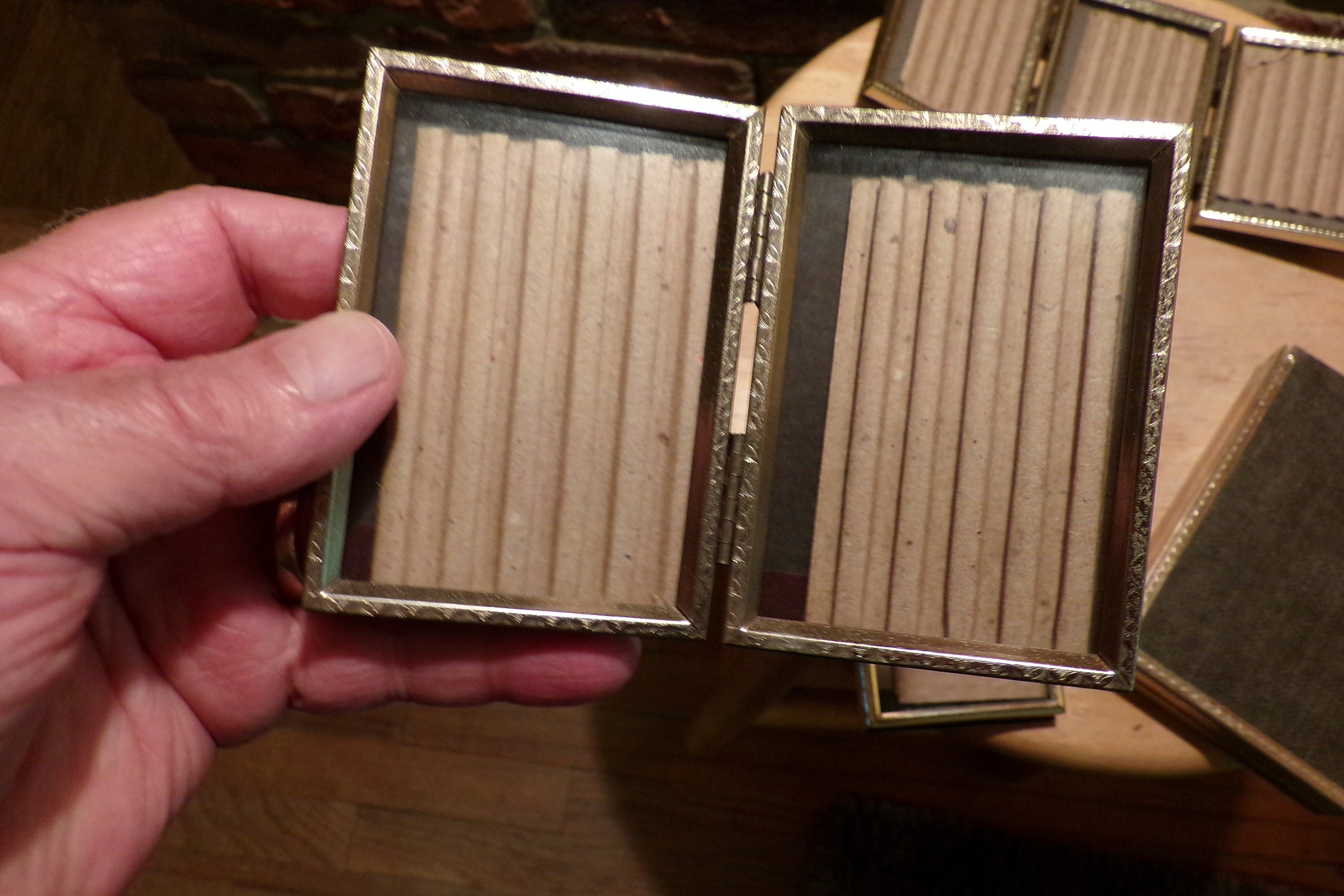 Vintage Tri Fold Double Hinged Picture Frame Gold Tone Metal - Etsy