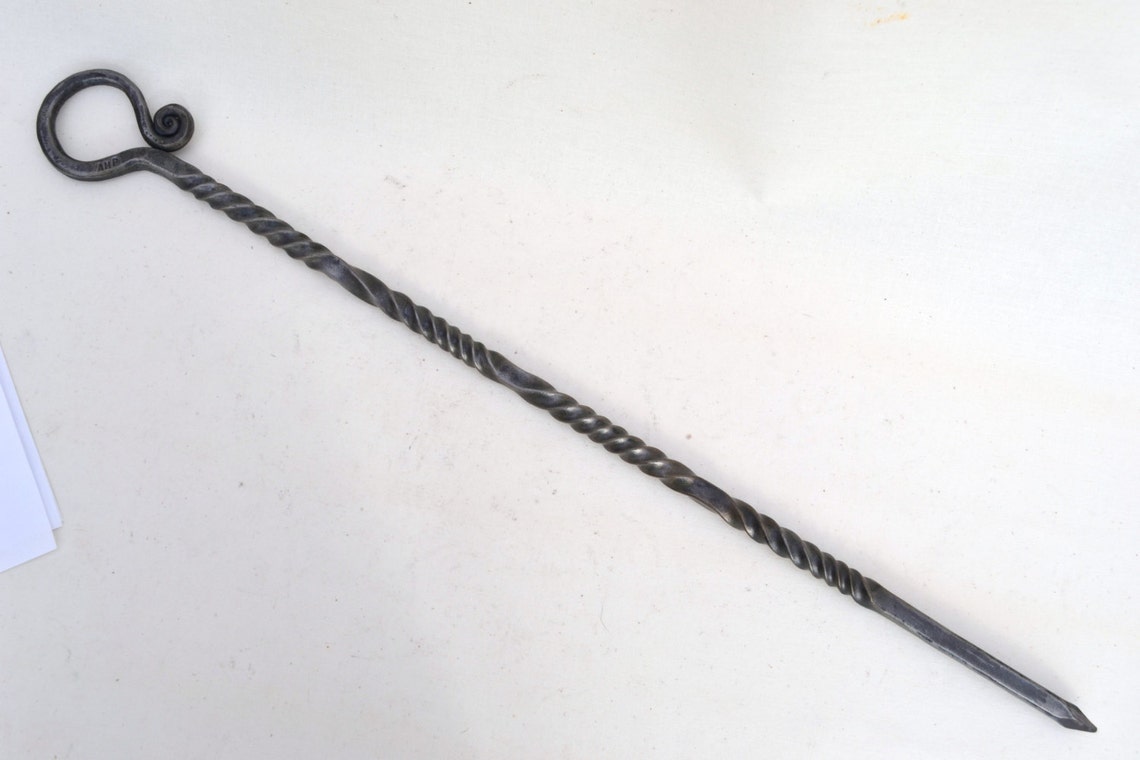 Hand Forged, Wrought Iron, Shepherds Crook Poker With a Four Twist ...
