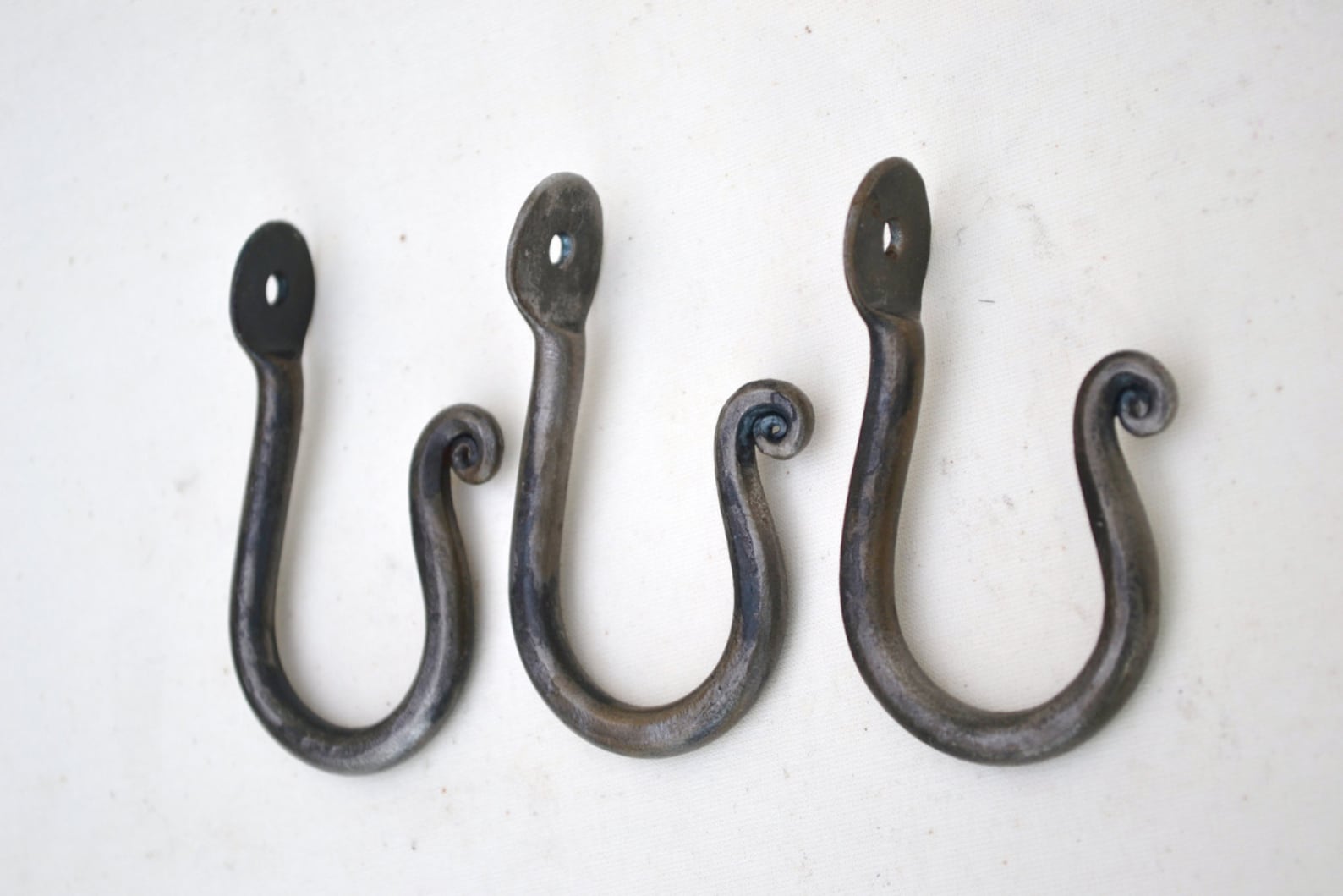 Large Hand Forged Wrought Iron Screw in Hooks 9cm High 5cm - Etsy
