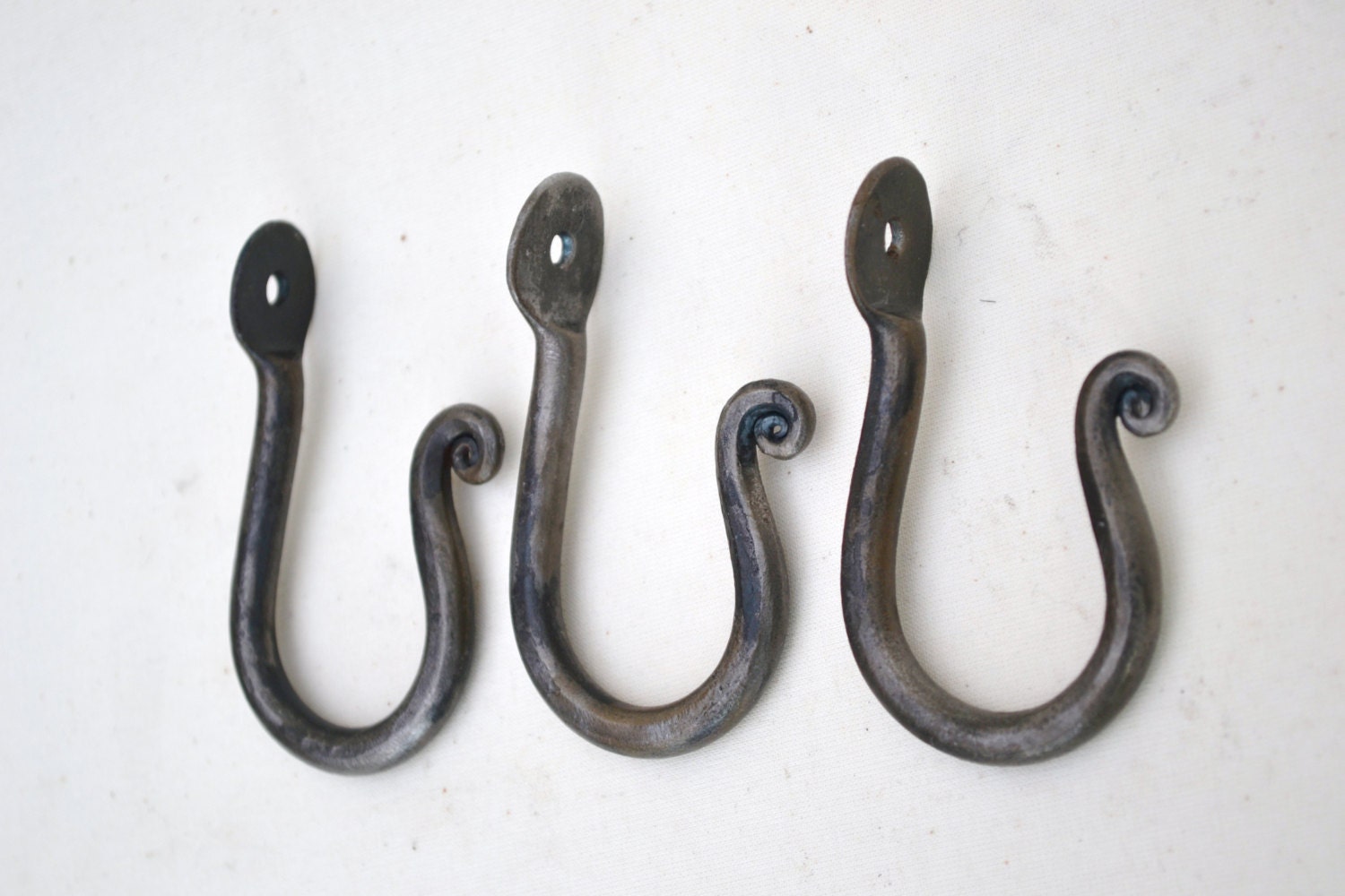 Large Hand Forged Wrought Iron Screw in Hooks 9cm High 5cm - Etsy
