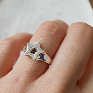 Sterling Silver Star Signet Ring , Shooting Star Ring With Natural ...