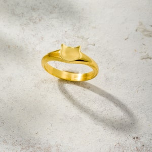 Sterling Silver Cat Signet Ring , Cat Lover Ring , Crazy Cat Lady Ring ...