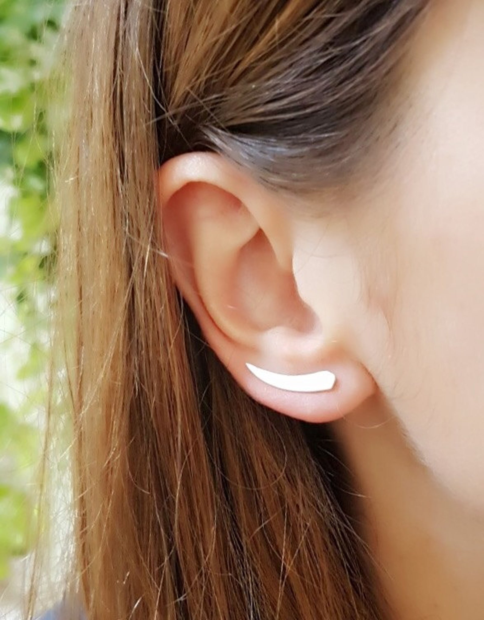 Sterling Silver Curve Ear Climber Sterling Silver Minimal - Etsy