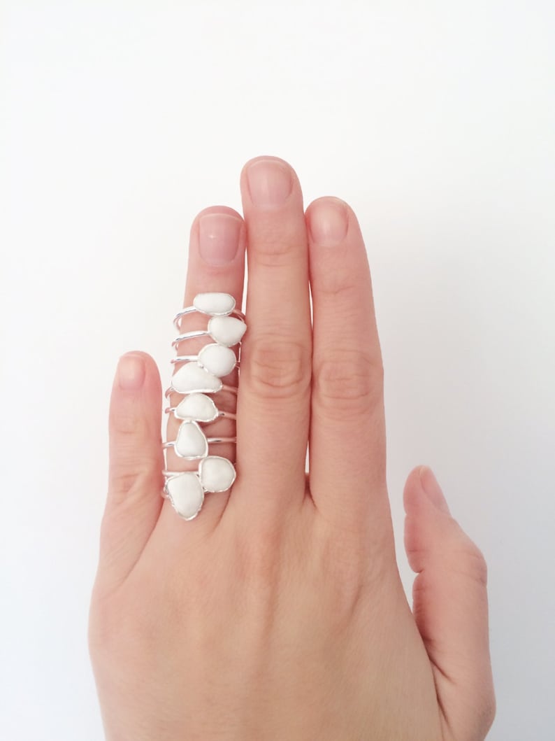 Sterling Silver White Pebble Ring |marble Stone Ring |OOAK Ring|dainty ...
