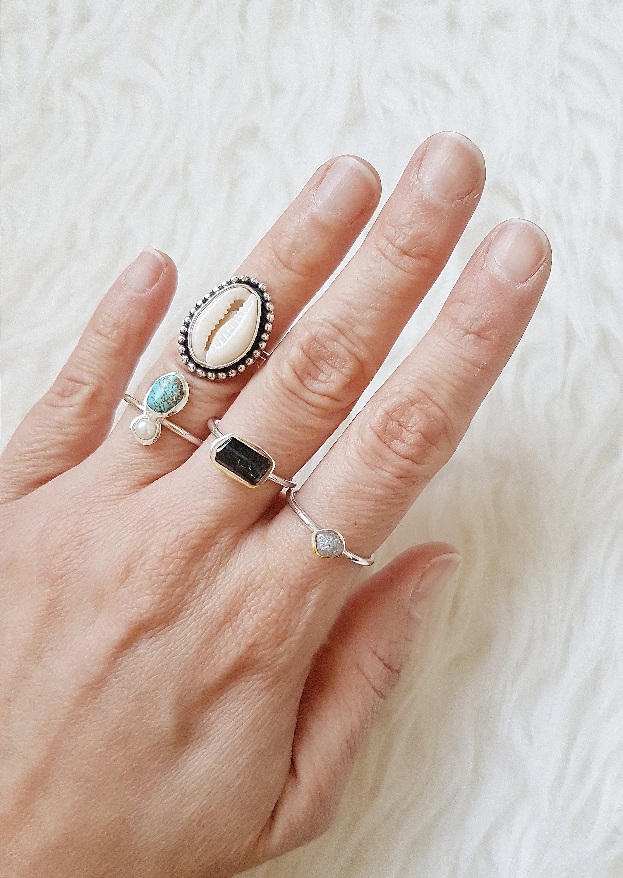 Sterling Silver Cowrie Shell Ring Sea Ring boho Ring | Etsy