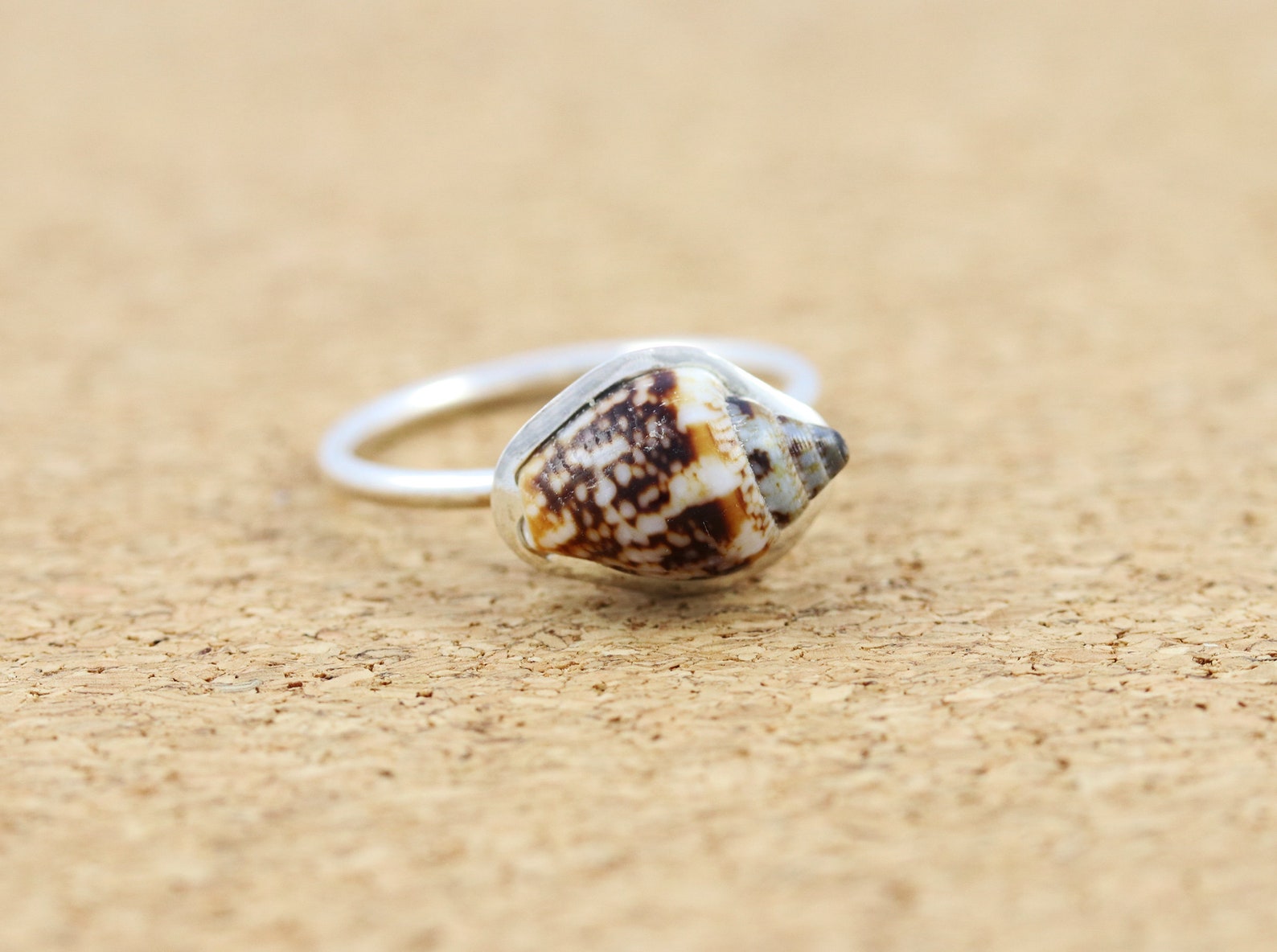 Sterling Silver Natural Sea Shell Ring bohemian Ring boho - Etsy