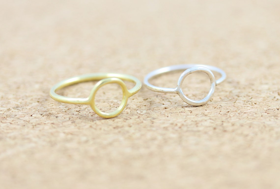 Sterling Silver Open Circle Ring Round Ring Disc Minimal | Etsy